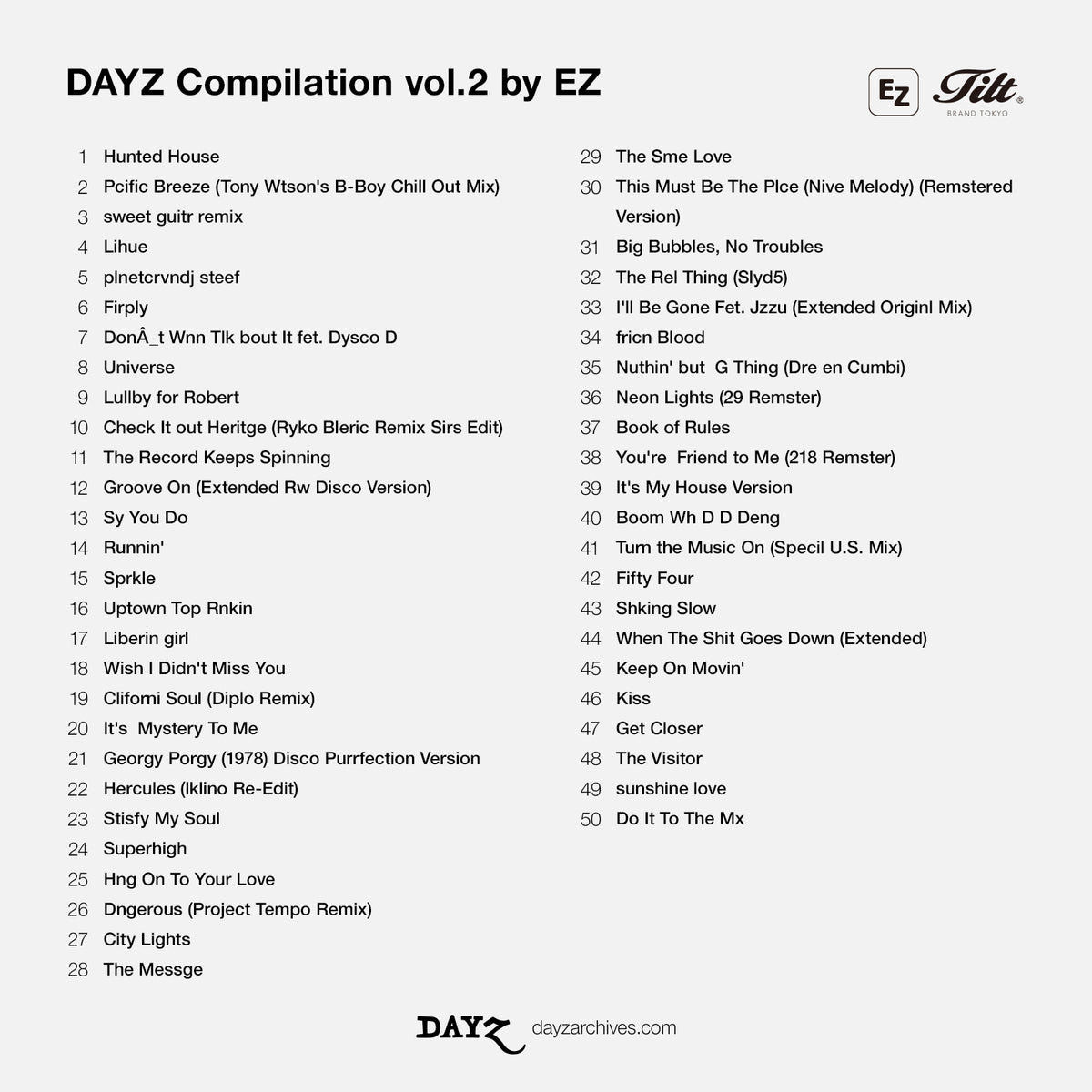 A PLAYLIST BY EZ, DAYZ Compilation vol.2 – DAYZ ARCHIVES